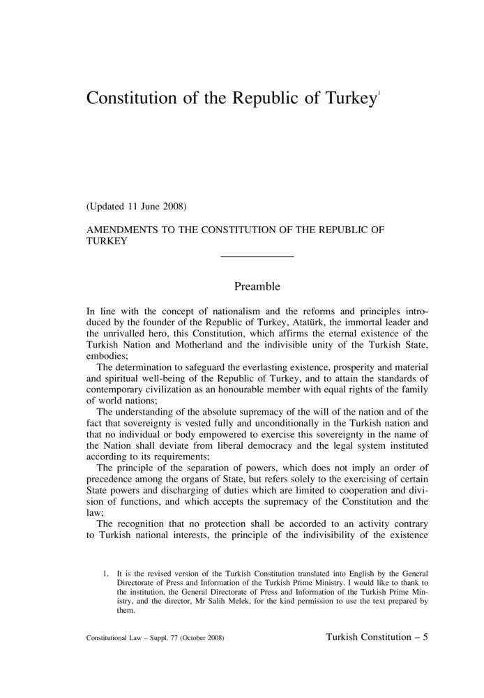 Constitution of the Republic of Turkey | Bıçak Hukuk | Türkiye Merkezli ...